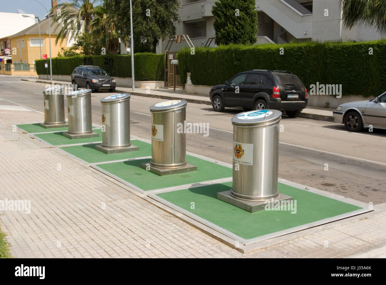 Recycling bins Spain Stock Photo - Alamy