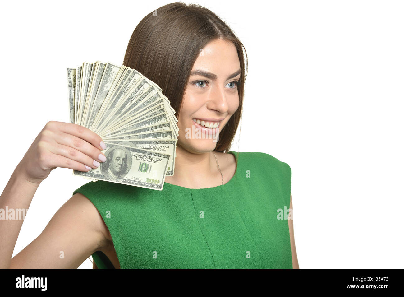 Beautiful woman with money Stock Photo - Alamy