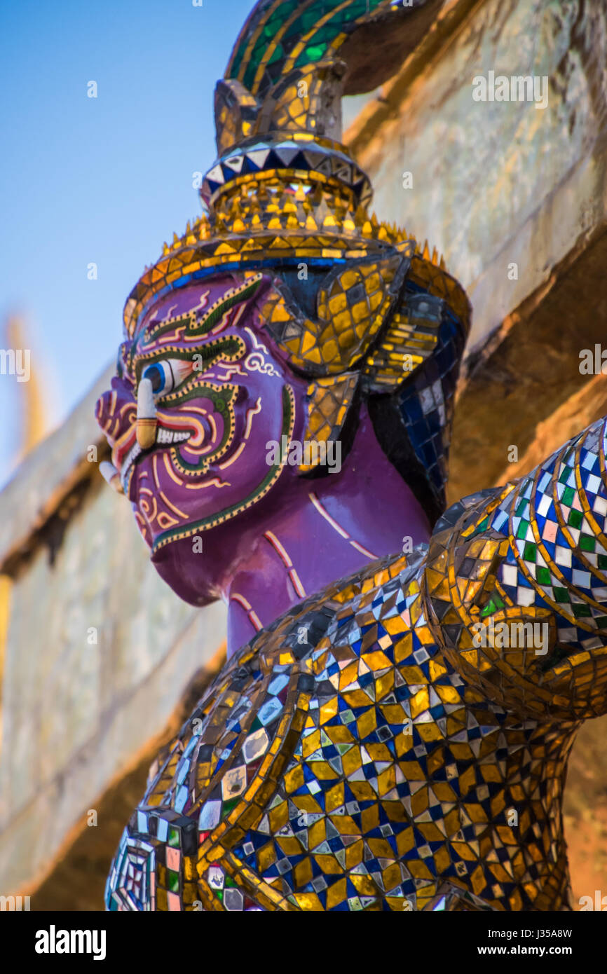 Mosaic colorful statue of buddhist guard Stock Photo - Alamy