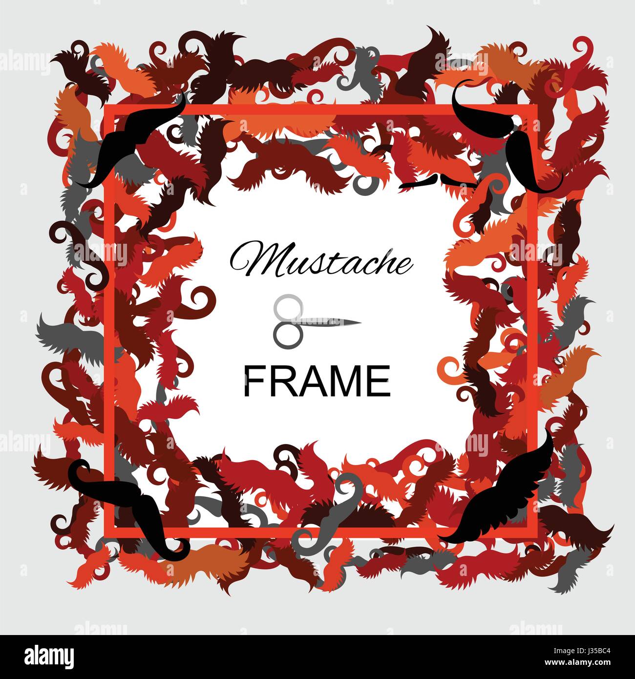 Hipster Mustache Frame. Border of Various Types of Whiskers Stock ...