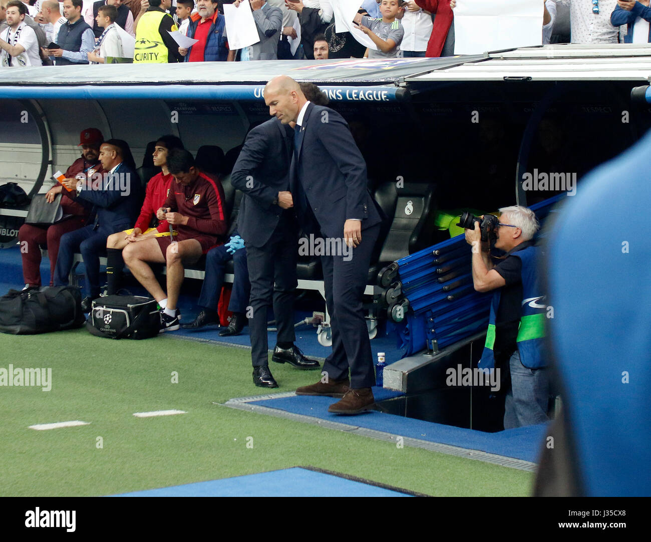 Madrid, Spain. 02nd May, 2017. Zinedine Zidane during the Champions ...