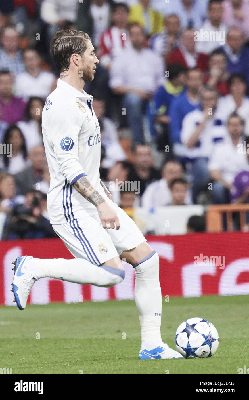 Madrid, Spain. 2nd May, 2017. Sergio Ramos (defender; Real Madrid) in ...