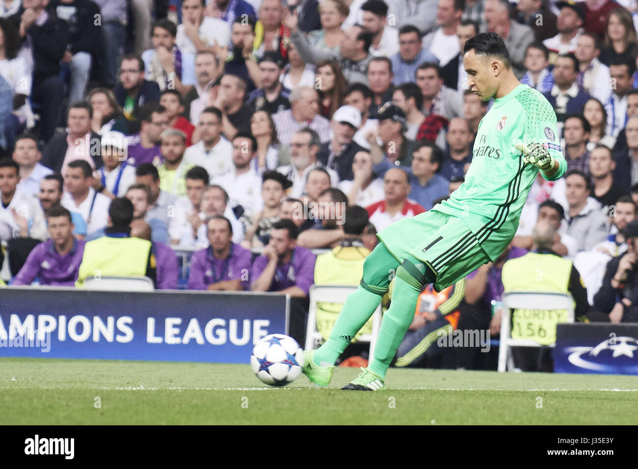 Madrid, Spain. 2nd May, 2017. Keylor Navas (goalkeeper; Real Madrid) in ...