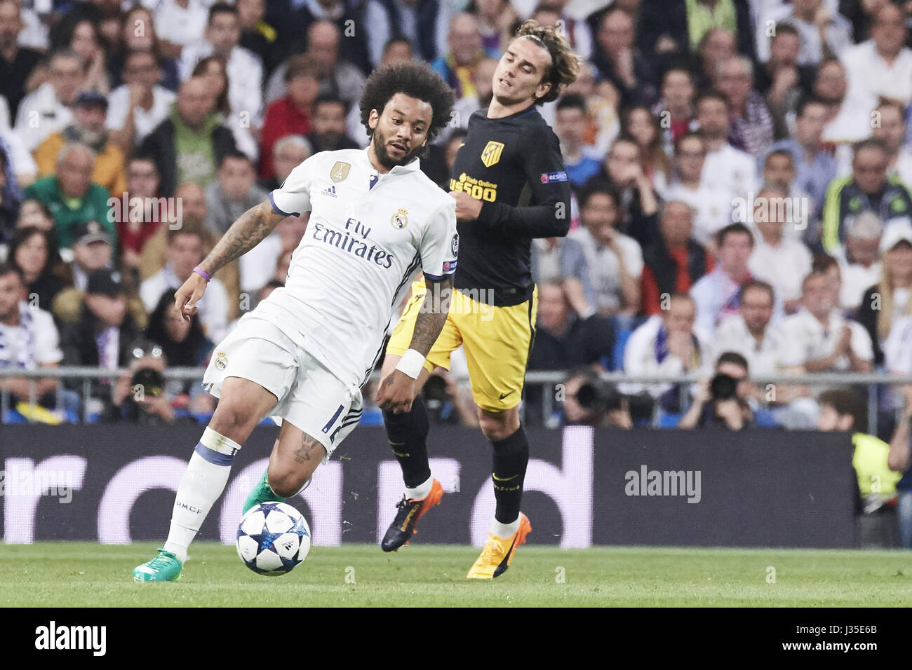 Madrid, Spain. 2nd May, 2017. Marcelo (defender; Real Madrid) in action ...