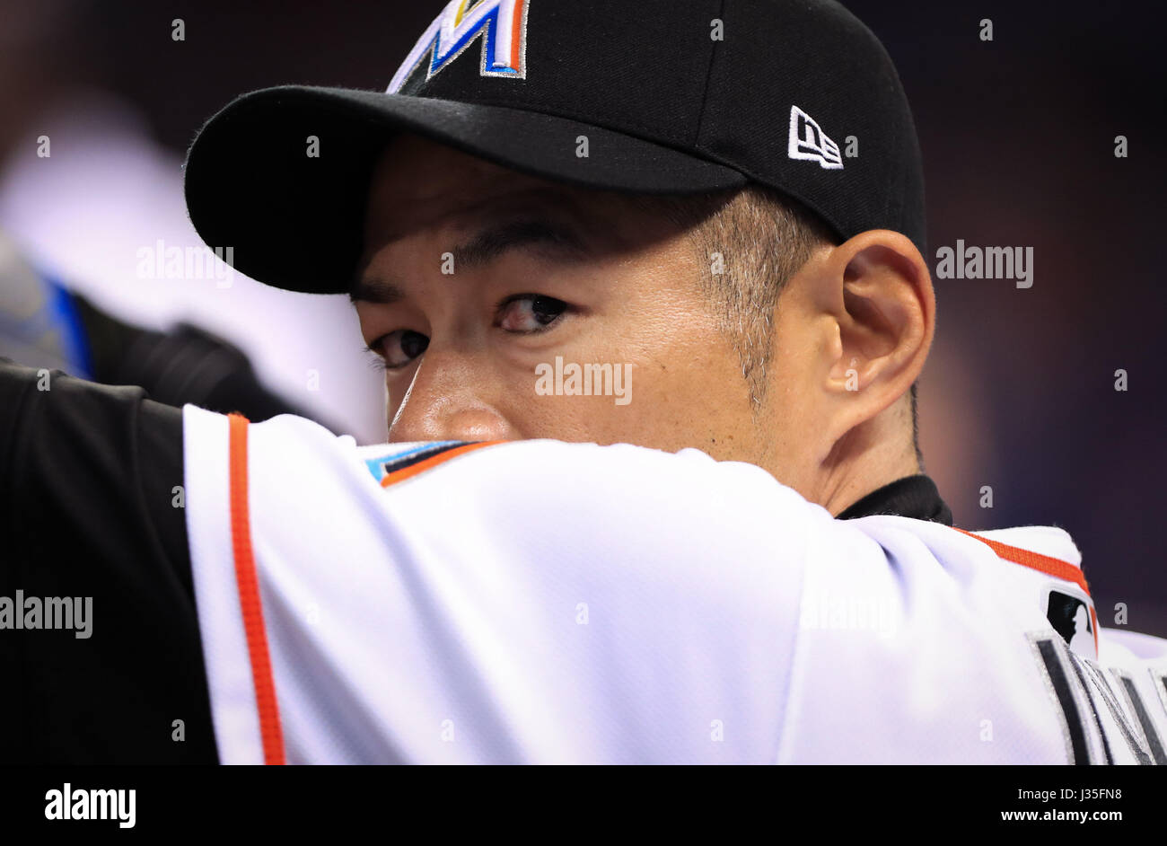 Miami, Florida, USA. 02nd May, 2017. Miami Marlins right fielder Ichiro Suzuki (51) in the ...