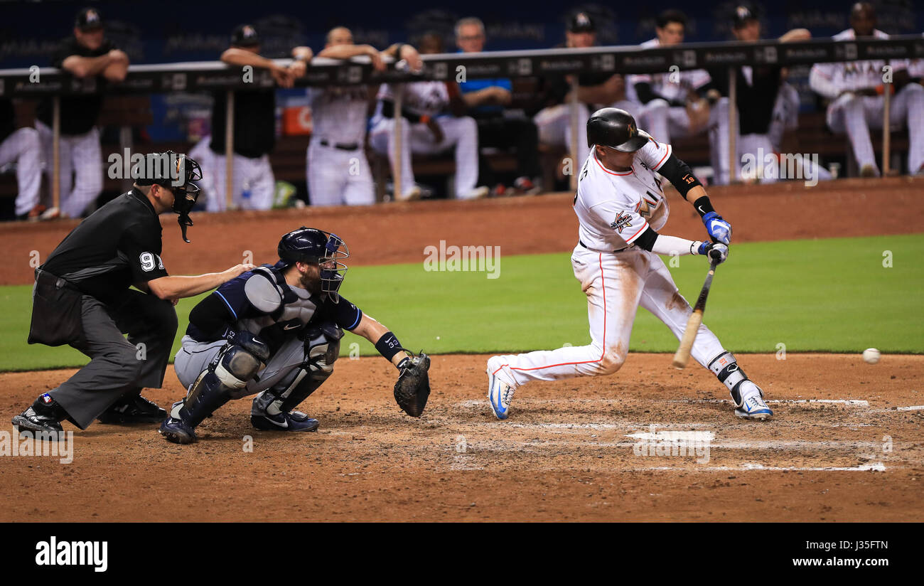 Miami, Florida, USA. 02nd May, 2017. Miami Marlins third baseman Miguel ...