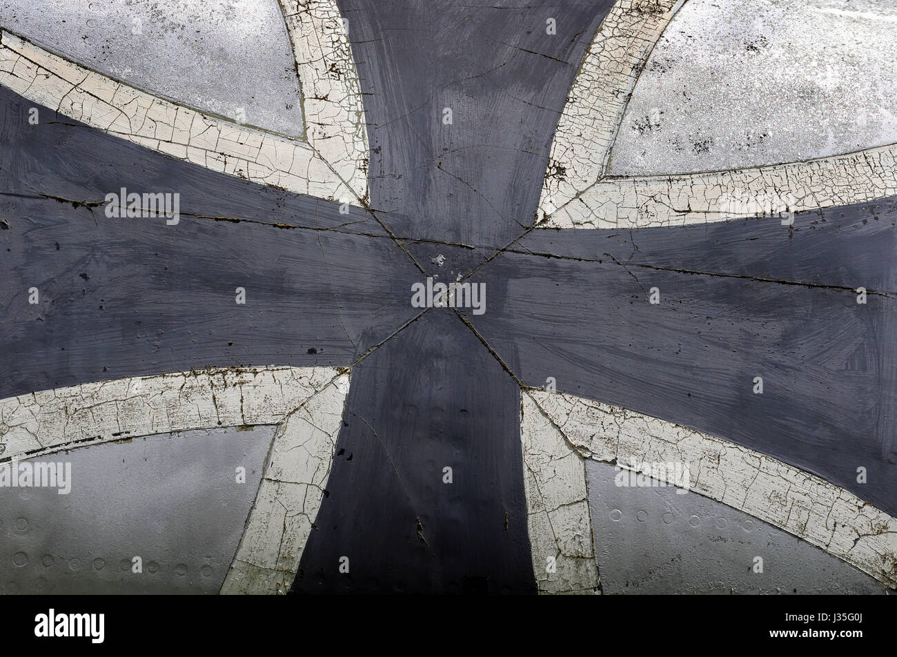 The German Bundeswehr (Federal Armed Forces) cross on a fighter plane ...