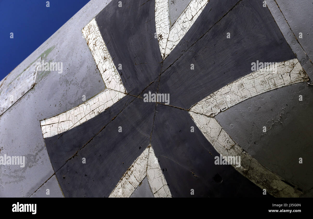 The German Bundeswehr (Federal Armed Forces) cross on a fighter plane ...