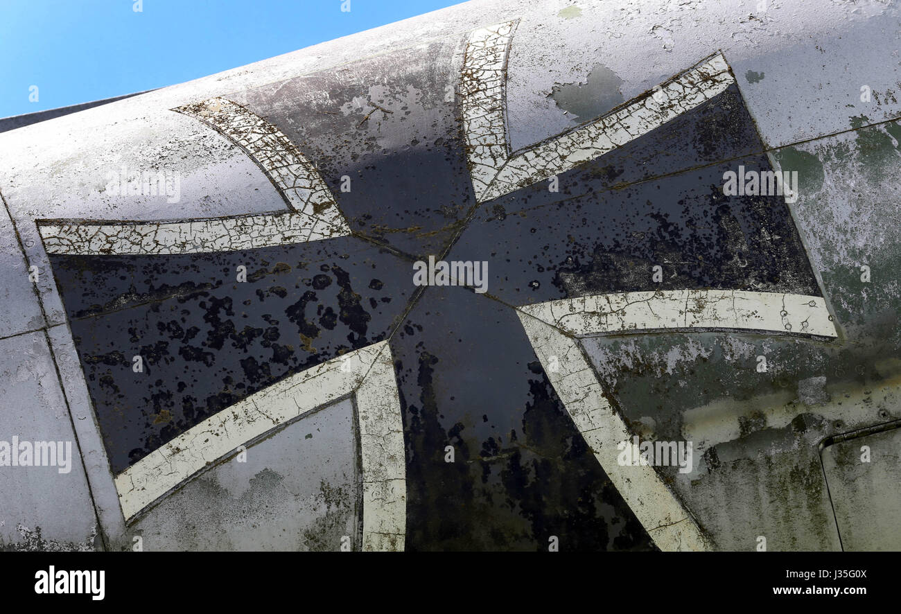 The German Bundeswehr (Federal Armed Forces) cross on a fighter plane ...