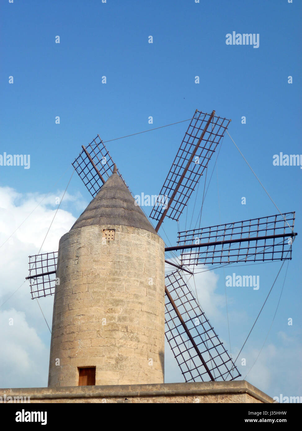 A windmill in Manacor in Mallorca, Spain, 6 April 2017. Windmills have ...