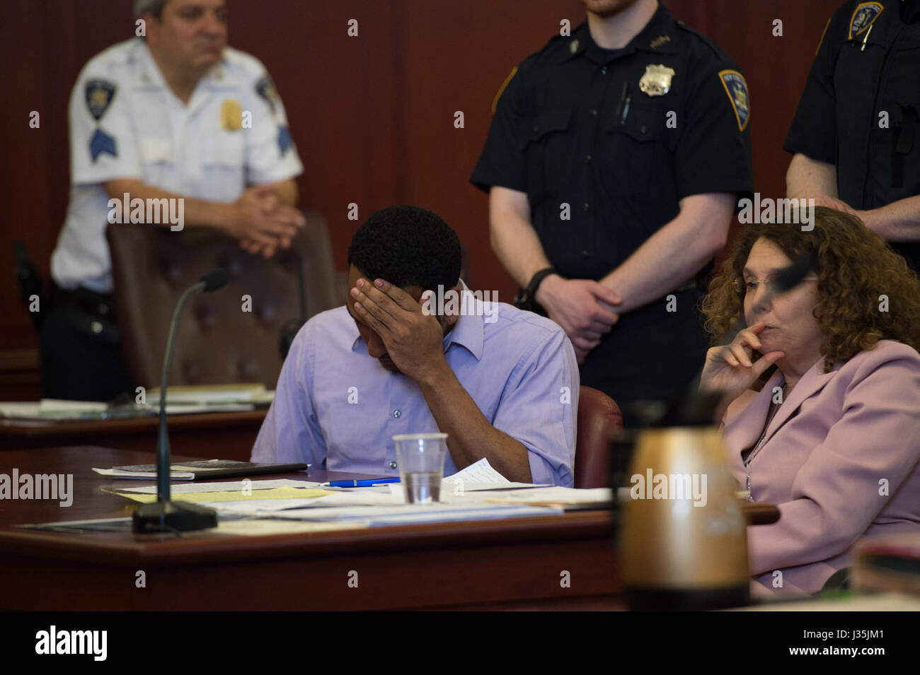 New York, NY, USA. 2nd May, 2017. DOMONIC WHILBY reacts while family ...