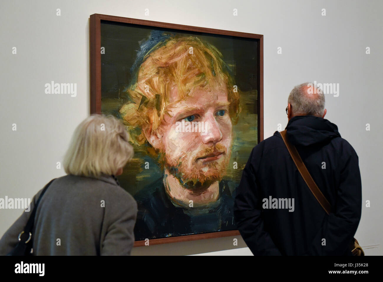 London, UK. 3 May 2017. Visitors to the National Portrait Gallery view ...