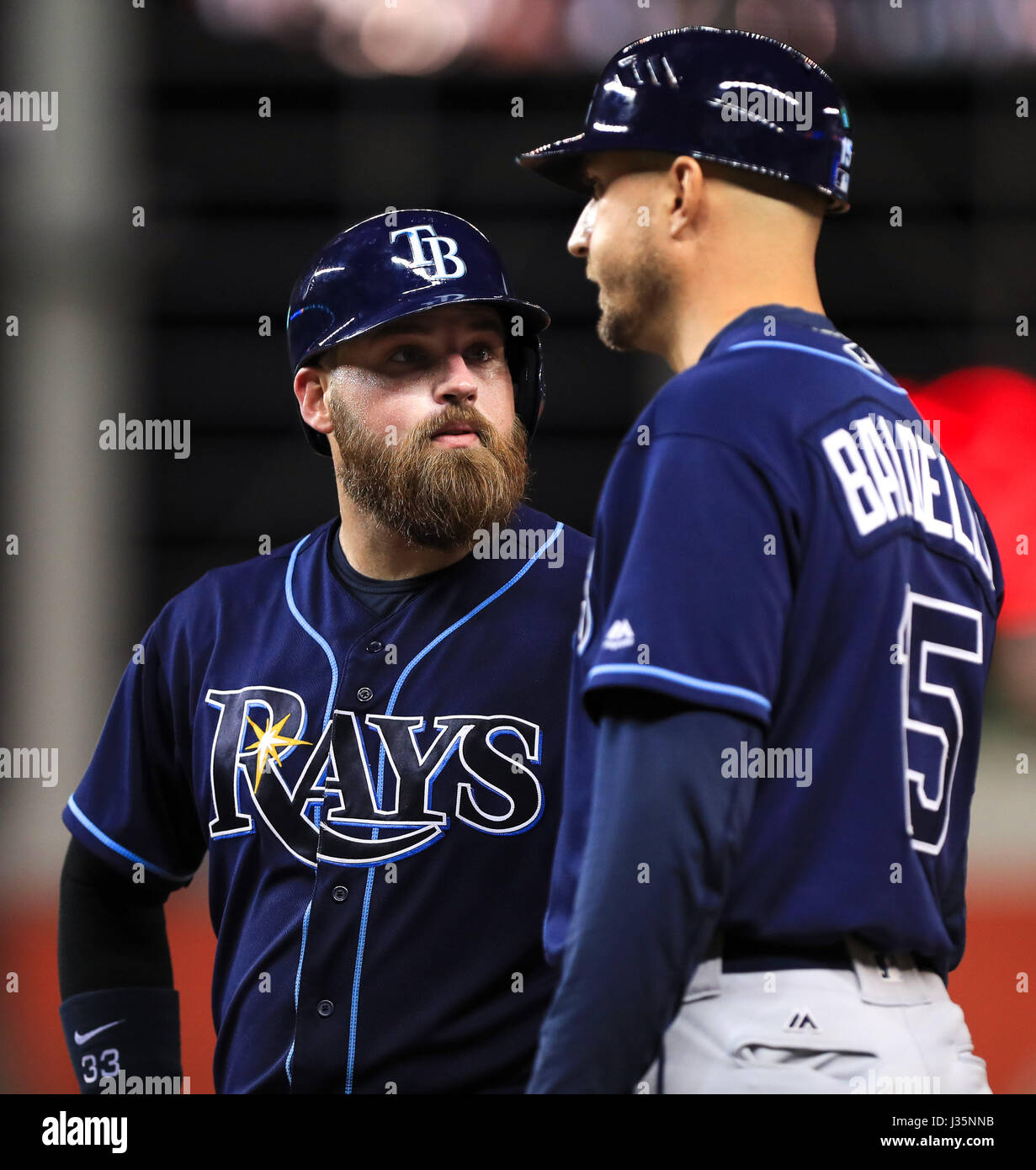 Miami, Florida, USA. 02nd May, 2017. Tampa Bay Rays catcher Derek ...