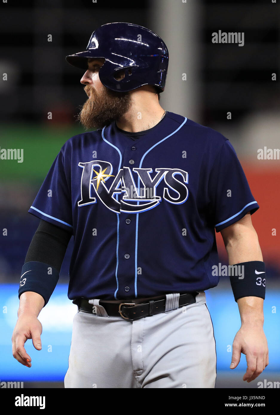 Miami, Florida, USA. 02nd May, 2017. Tampa Bay Rays catcher Derek ...