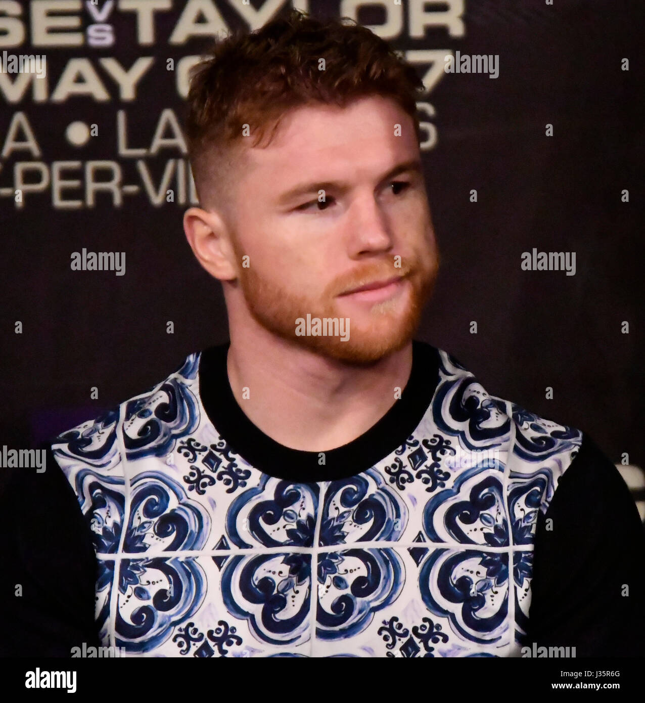 Las Vegas NV, USA. 3rd May, 2017. Mexico's Canelo Alvarez talks at the ...