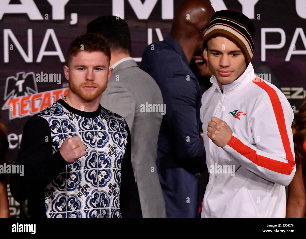 Las Vegas NV, USA. 3rd May, 2017. (L-R) Mexico's Canelo Alvarez and ...