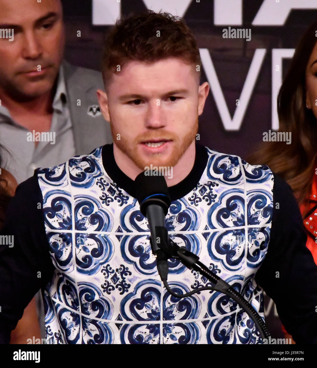Las Vegas NV, USA. 3rd May, 2017. Mexico's Canelo Alvarez talks at the ...