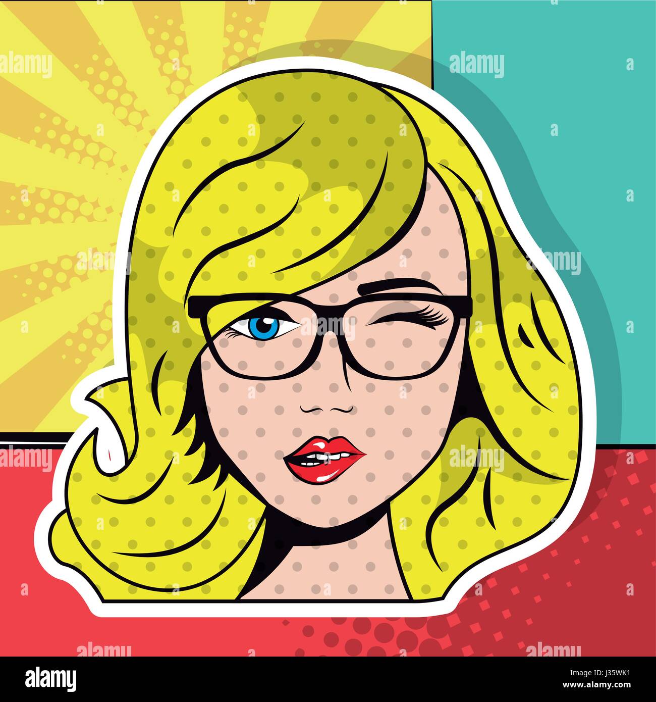 Blonde Woman Wink With Glasses Pop Art Comic Stock Vector Image And Art Alamy