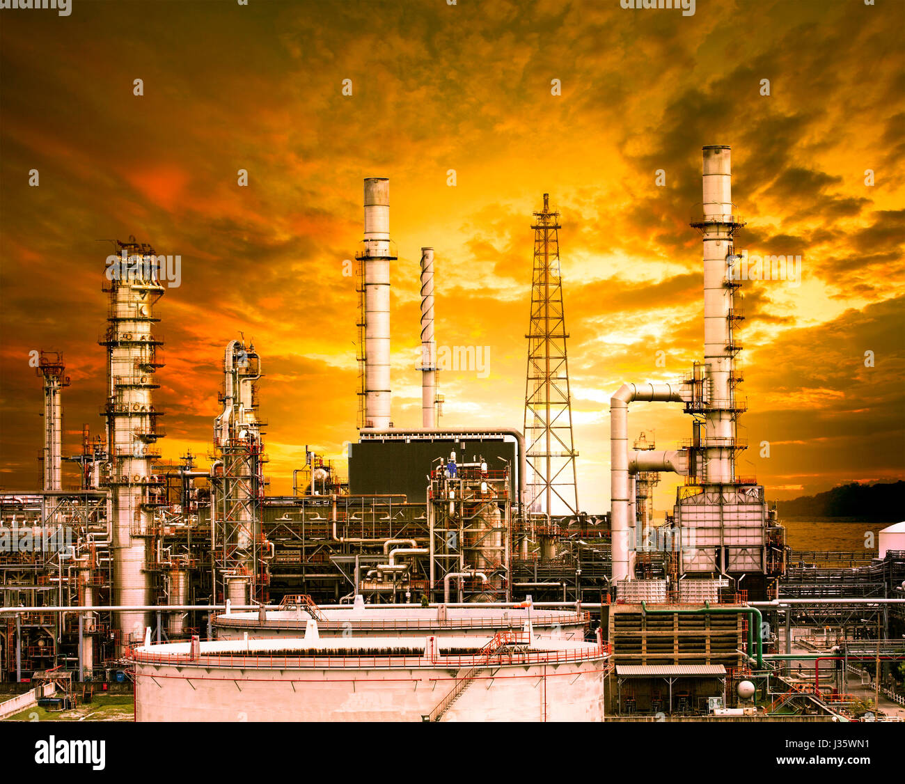 exterior building structure of oil refinery plant in heavy ...
