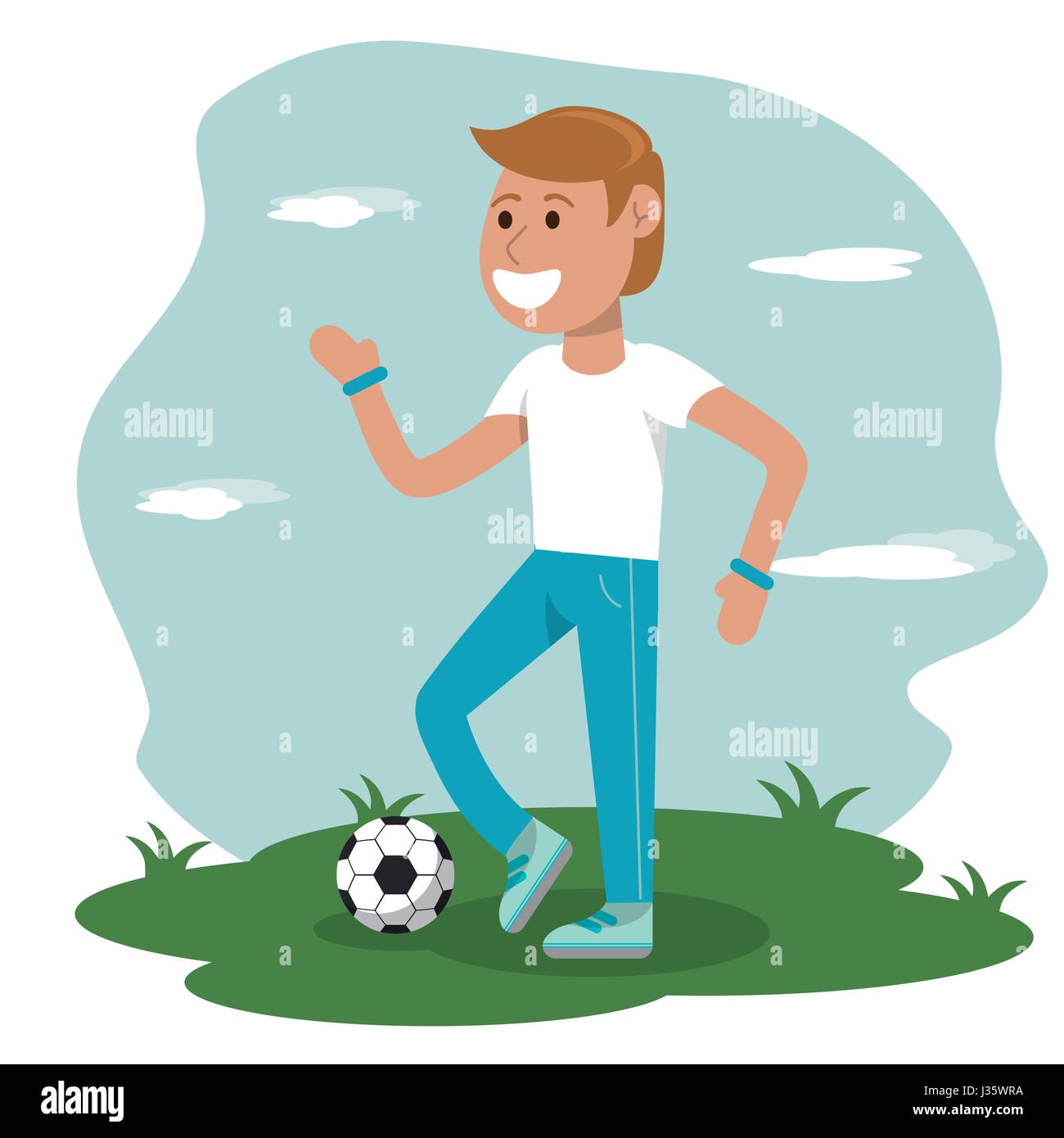 physical education - boy playing soccer sport school Stock Vector Image ...