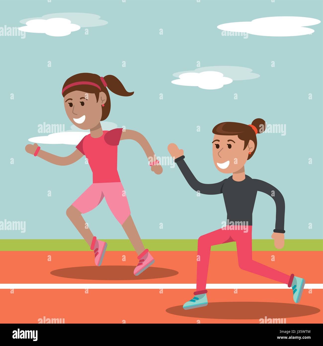 cartoon girl running athletic physical education school image Stock ...