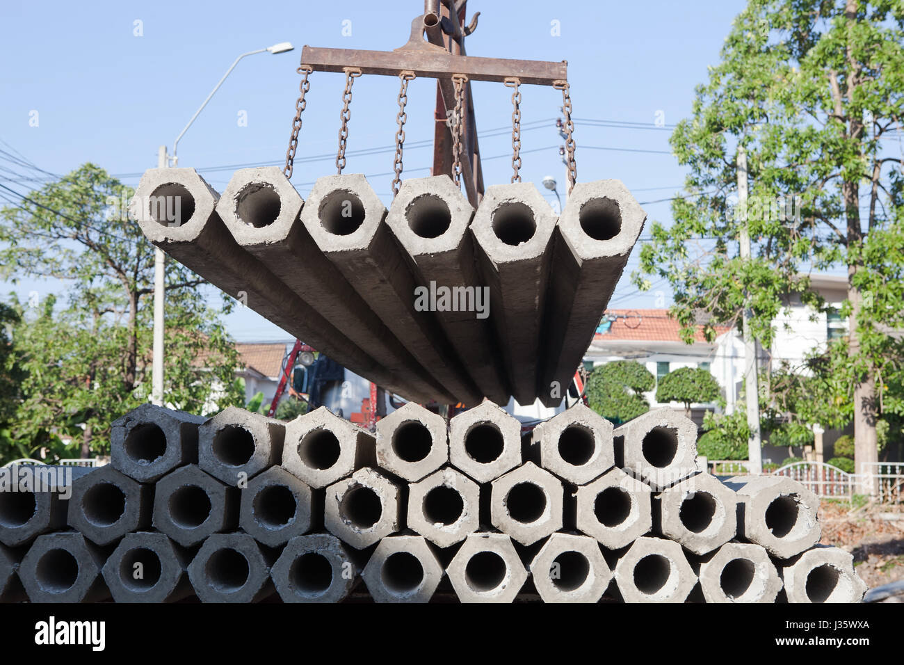 construction concrete pole for home and house building root structure ...