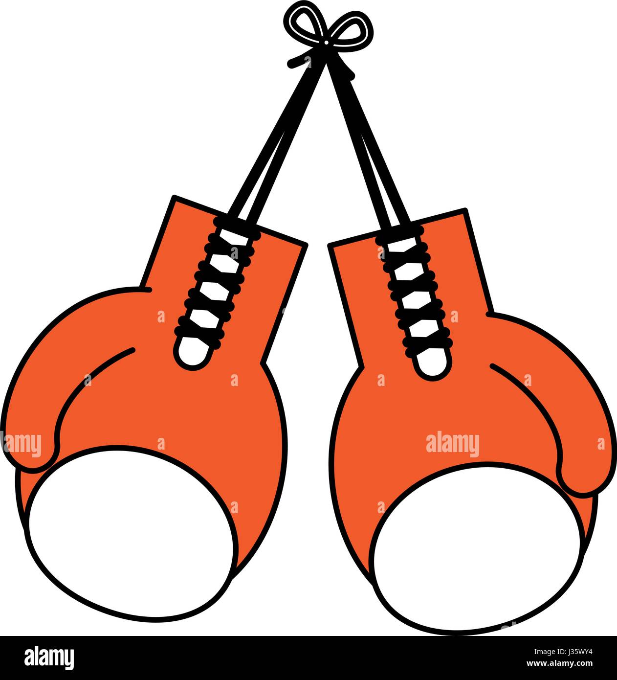 color silhouette image set orange boxing gloves sport element Stock ...