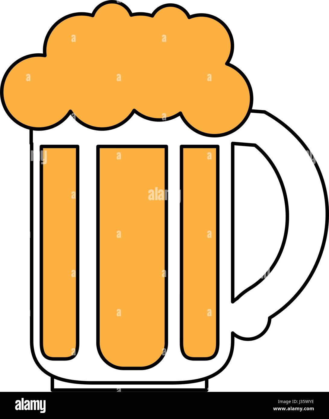 color silhouette image beer jar glass with foam Stock Vector Image ...