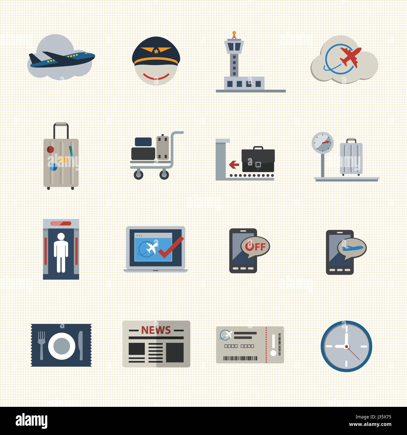 Airport icons set. Flat Icons set for Website and Mobile applications ...