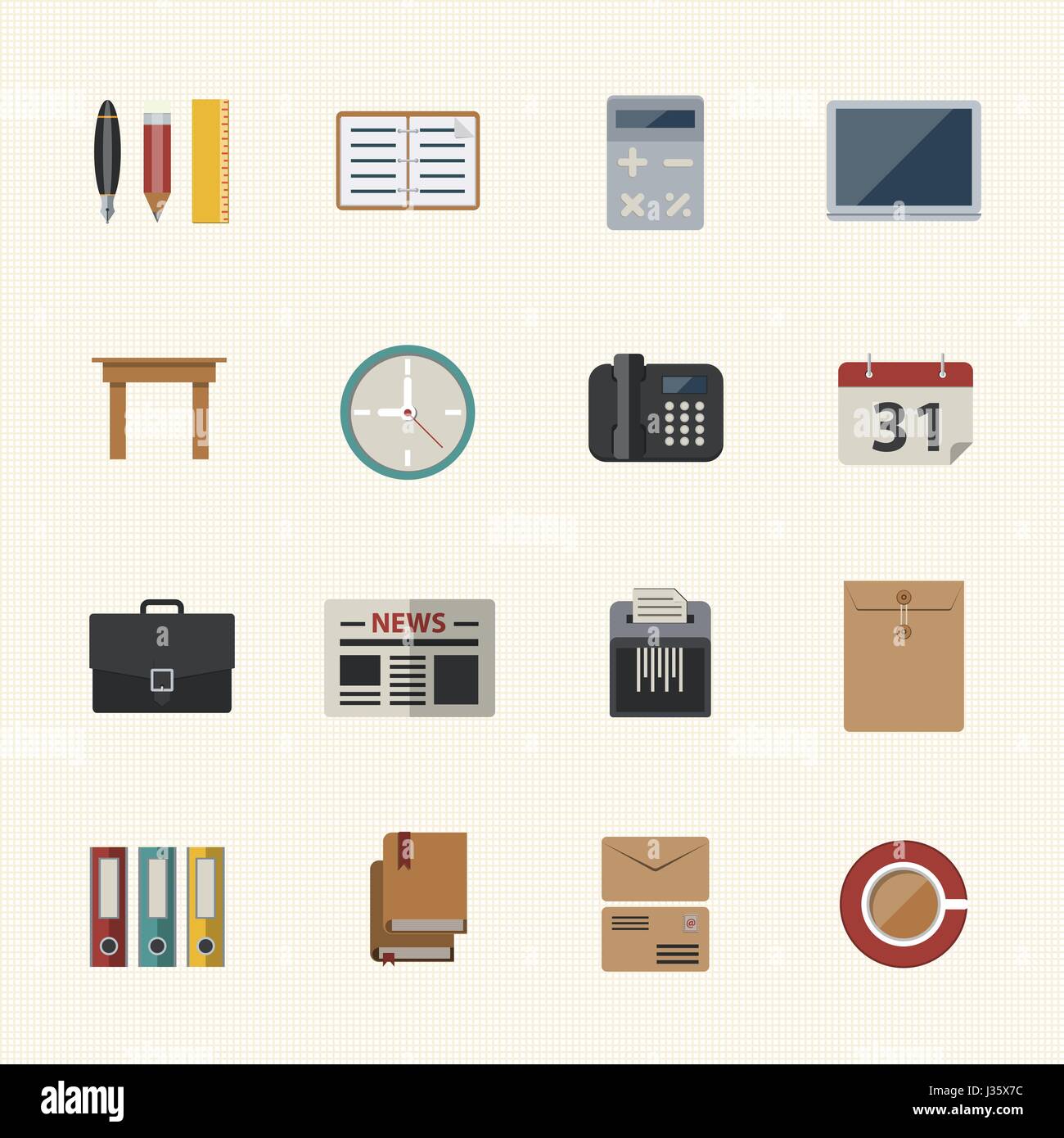 Business and office icon. Flat Icons set for Website and Mobile ...