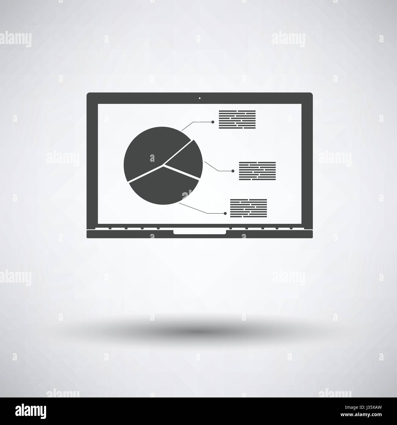 Laptop with analytics diagram icon on gray background, round shadow ...