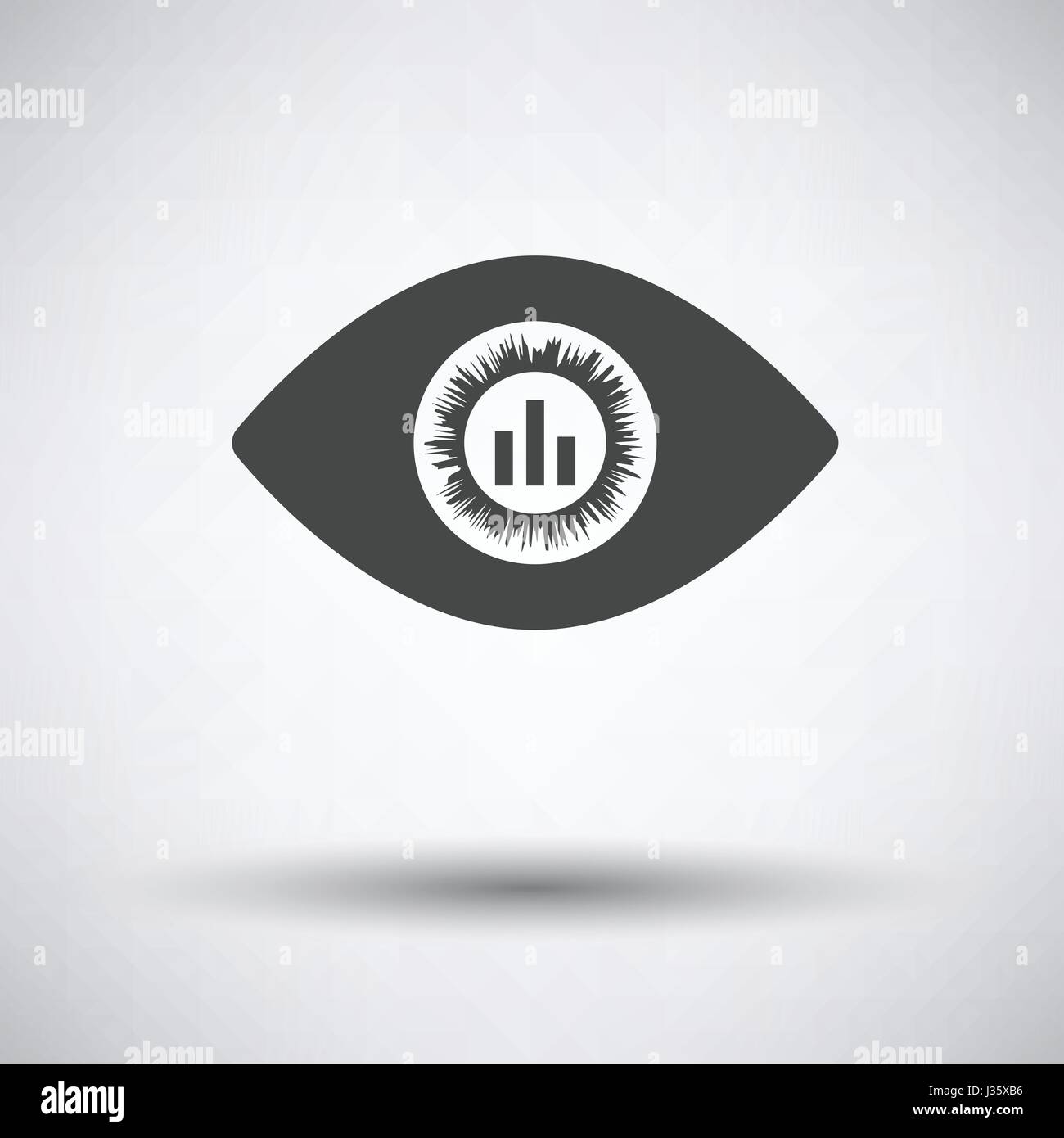 Eye with market chart inside pupil icon on gray background, round ...
