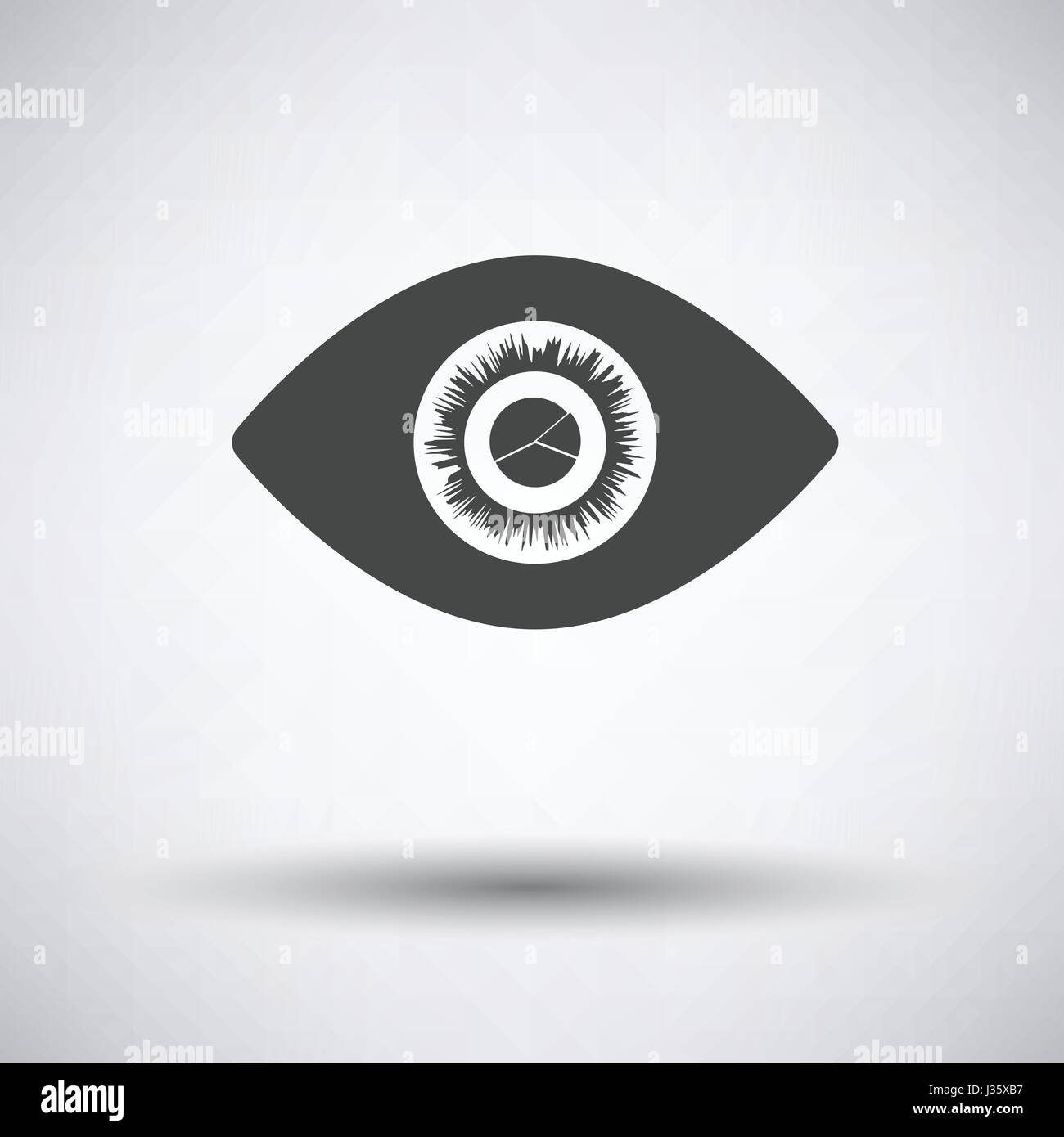 Eye with market chart inside pupil icon on gray background, round ...