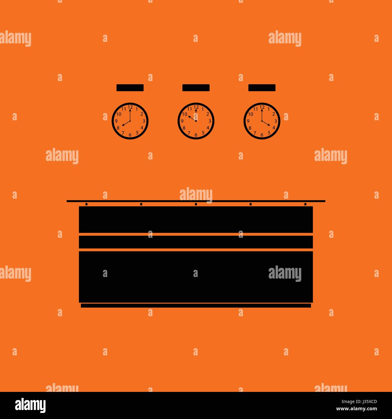 Office reception desk icon. Orange background with black. Vector ...