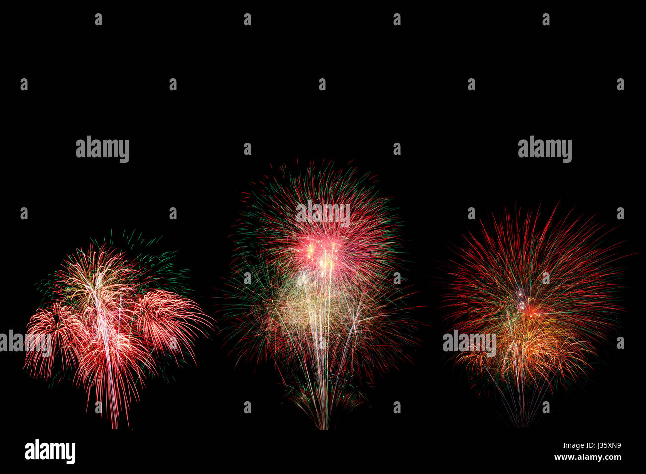 beautiful fireworks blooming with colorful on dark night sky with copy ...