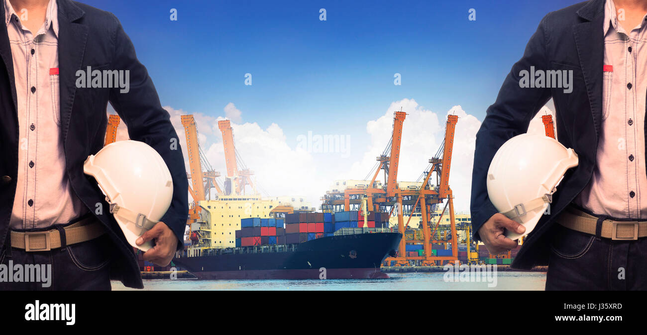 working man in port authority use for shipping ,logistic,vessel ...