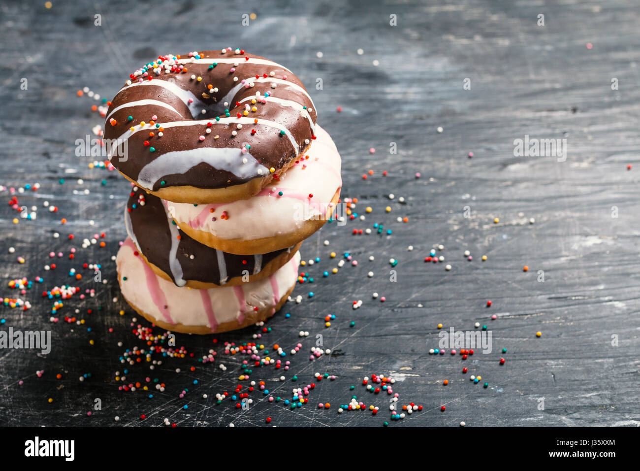 Stack of delicious donuts Stock Photo - Alamy