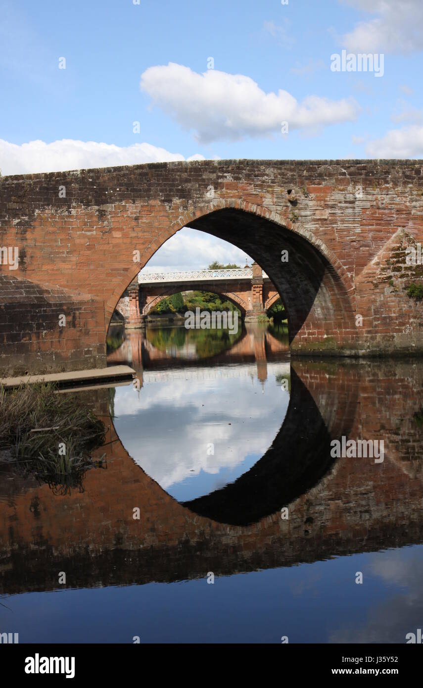 Devorgilla's Bridge reflected in River Nith Dumfries Scotland September ...