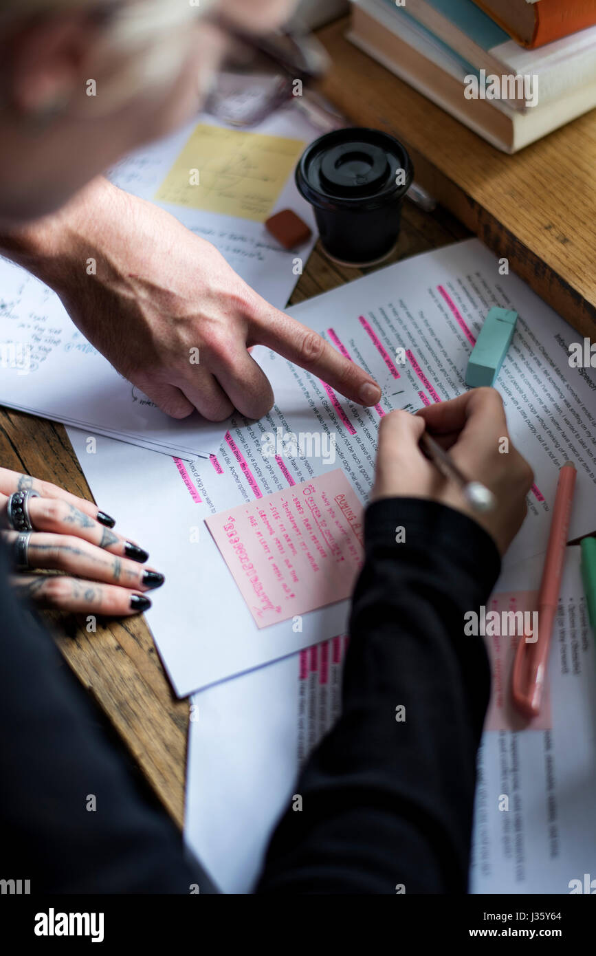 Editor Checking Words on Journal Article Befor Publish Stock Photo - Alamy
