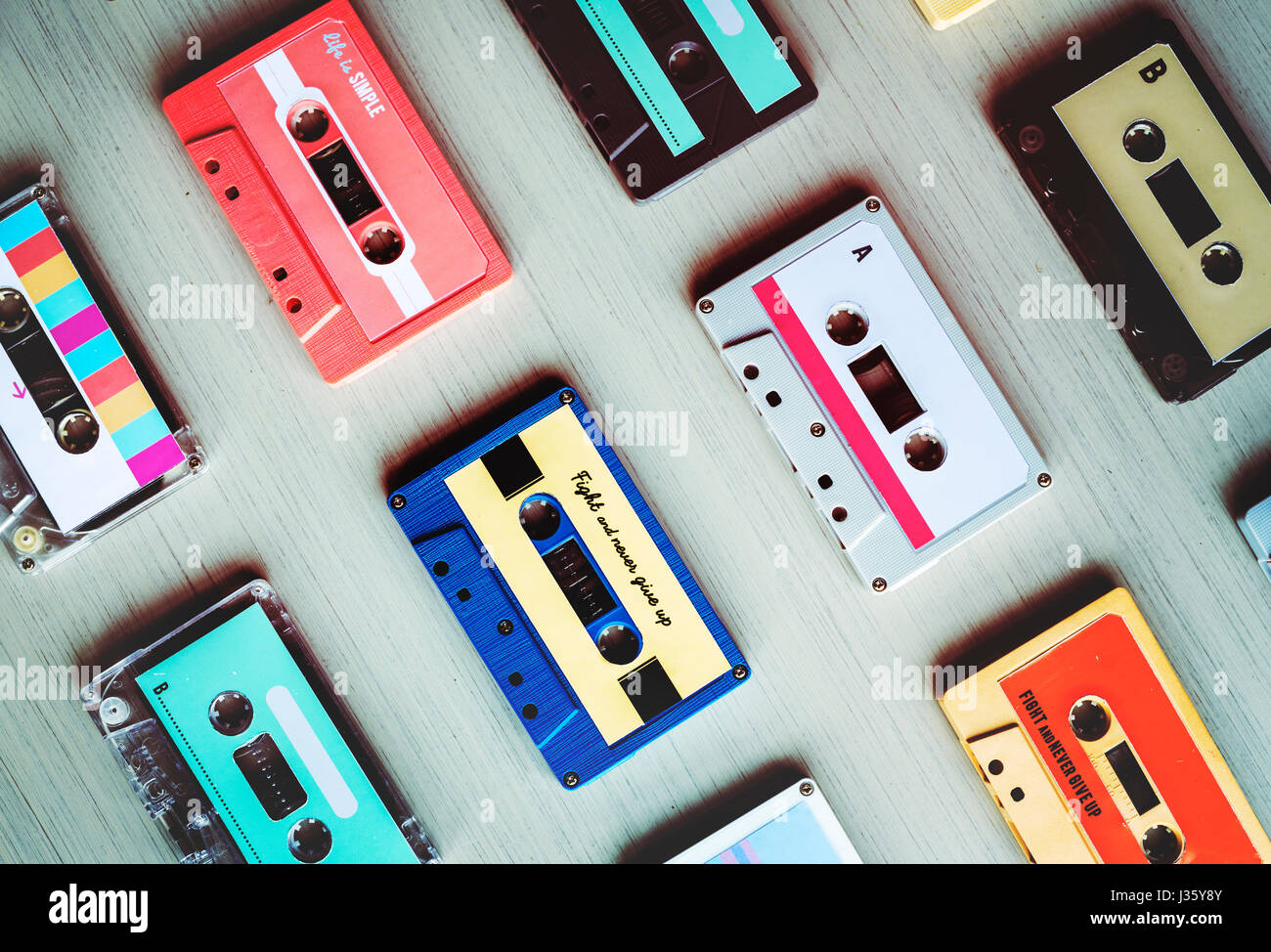 Collection of Retro Music Audio Cassette Tape 80s Stock Photo - Alamy