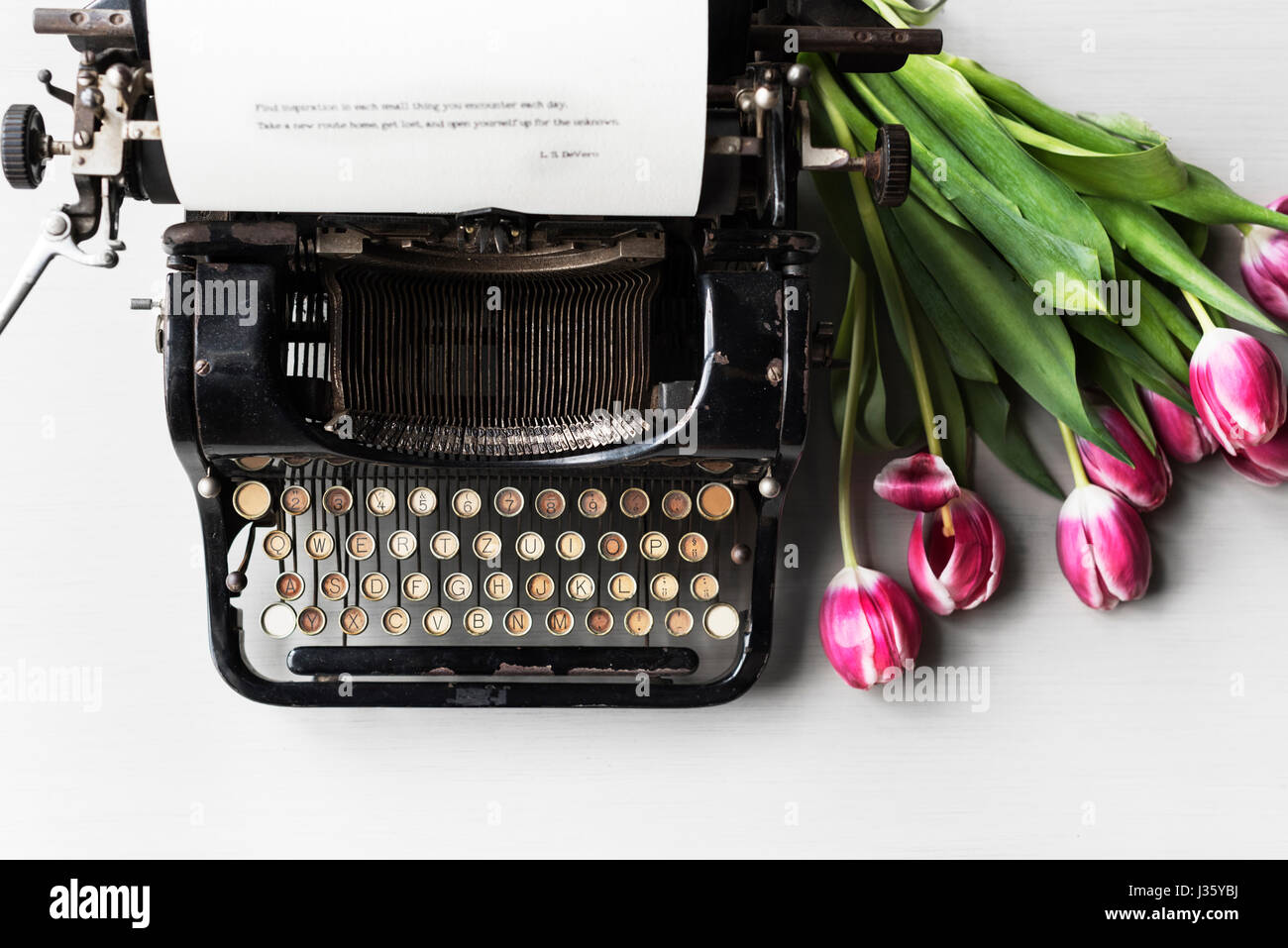 Retro Typewriter Machine Old Style by Tulips Flower Stock Photo - Alamy