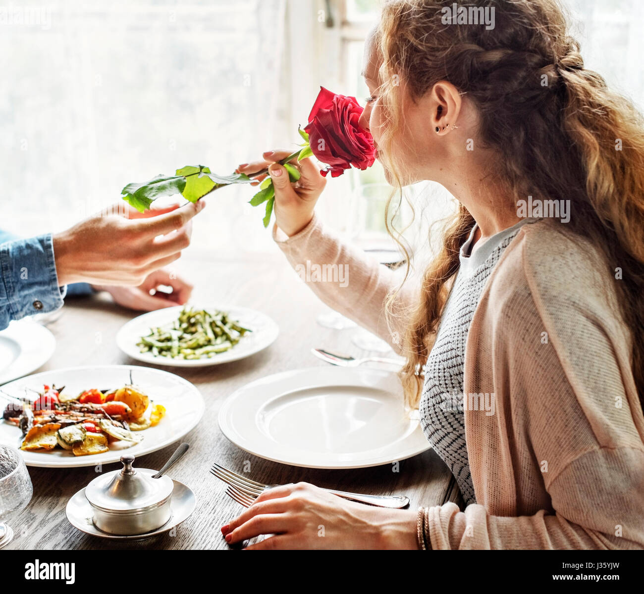 Mature couple date rose hi-res stock photography and images - Alamy