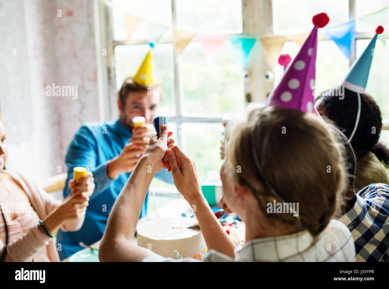 Party popper and woman hi-res stock photography and images - Alamy