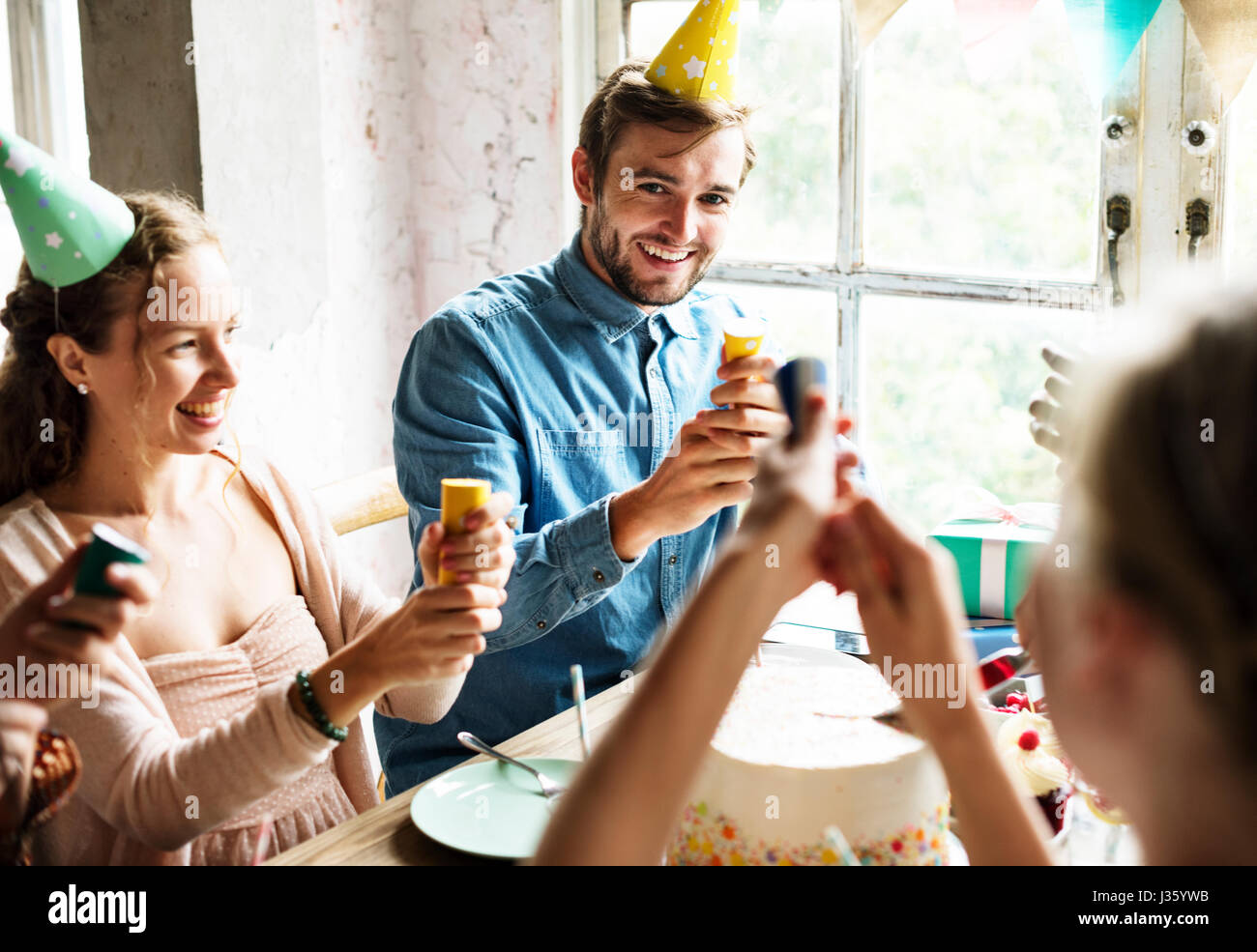 Party popper and woman hi-res stock photography and images - Alamy