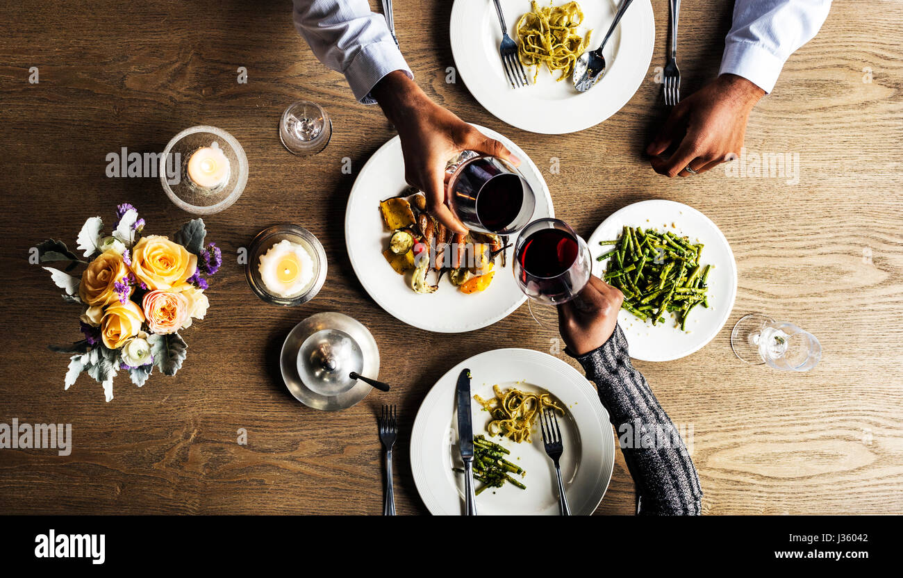Couple Having Dinner Date at Restaurant Stock Photo - Alamy