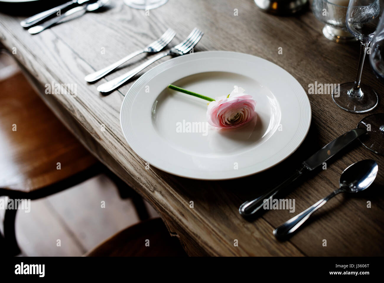 Elegant Restaurant Table Setting Service for Reception Stock Photo - Alamy