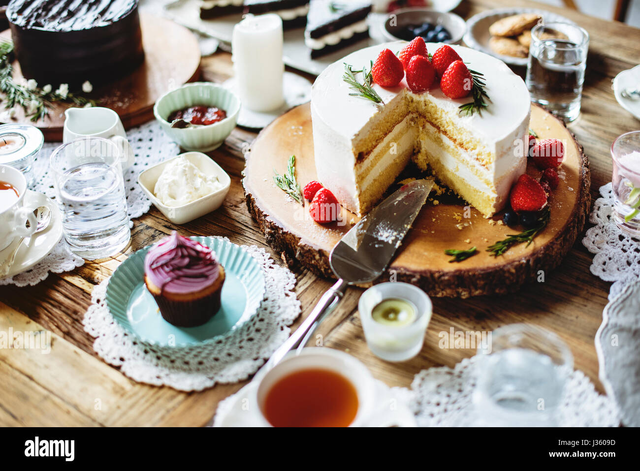 Cakes Delicious Dessert Bakery Event Party Reception Stock Photo - Alamy