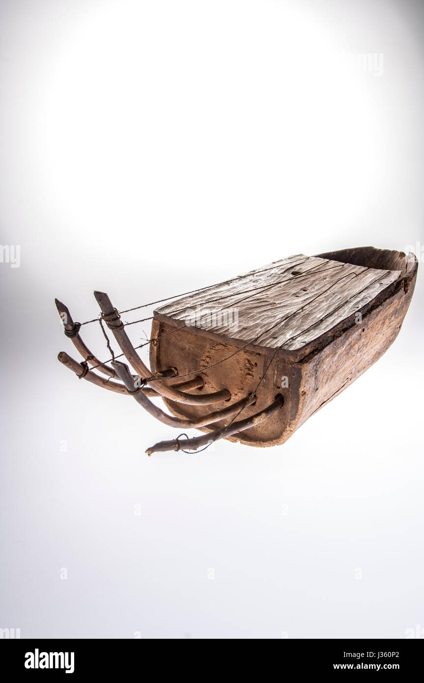 Handmade african instrument, guitar species isolated on white ...