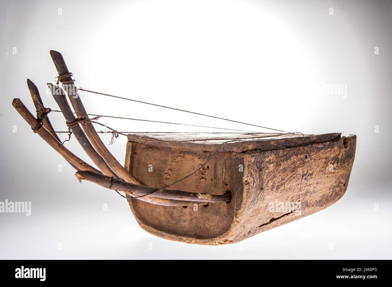 Handmade african instrument, guitar species isolated on white ...