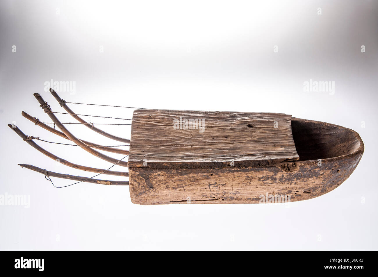 Handmade african instrument, guitar species isolated on white ...